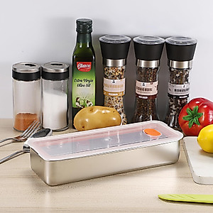 JUXYES Bacon Storage Container for Refrigerator, Stainless Steel Bacon Storage Box for Fridge with Transparent Lid, Airtight Bacon Storage Keeper, Deli Meat Saver Cuts Food Storage Organizer