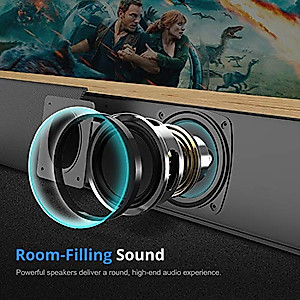 Sound Bar, BESTISAN 60 Watt Sound Bars for TV with Unique Oak Finish Design, 3 Equalizer Modes, Optical/Coax/AUX/USB Driver Connection, Bluetooth 5.0, Bass Adjustable, Deep Bass, 2022 Upgrade Version