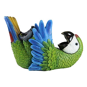 Ebros Gift Tropical Rio Rainforest Scarlet Macaw Parrot Wine Bottle Holder Caddy Figurine 10.25" Long Kitchen Dining Party Hosting Decor Statue of South American Evergreen Forest Birds (Green Macaw)