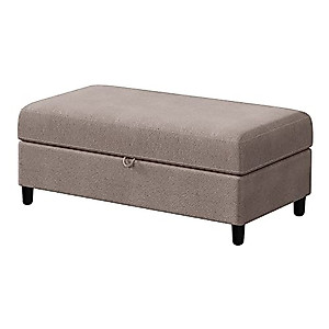 Shintenchi 45" Upholstered Storage Ottoman Bench, Rectangular Fabric Storage Footstool Bench with Hydraulic Rod for Living Room, Bedroom (Khaki)