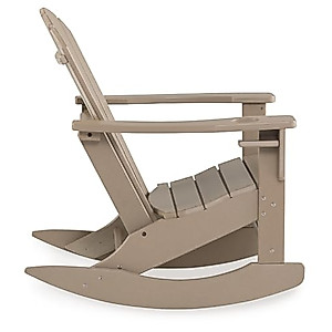Signature Design by Ashley Sundown Treasure Cottage Weather Resistant Outdoor Rocking Chair with 1 Cup Holder, Light Brown