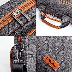 DOMISO 17 Inch Multi-Functional Laptop Sleeve Business Briefcase Waterproof Messenger Shoulder Bag Compatible with 17"-17.3" Notebooks/Dell/Acer/HP/MSI/ASUS, Dark Grey