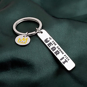 KEYCHIN Dream Ranboo Keychain SMP Gifts If the Crown Fits Wear It Jewelry Ranboo Quote Gifts For SMP Gamer (If the Crown K-S)