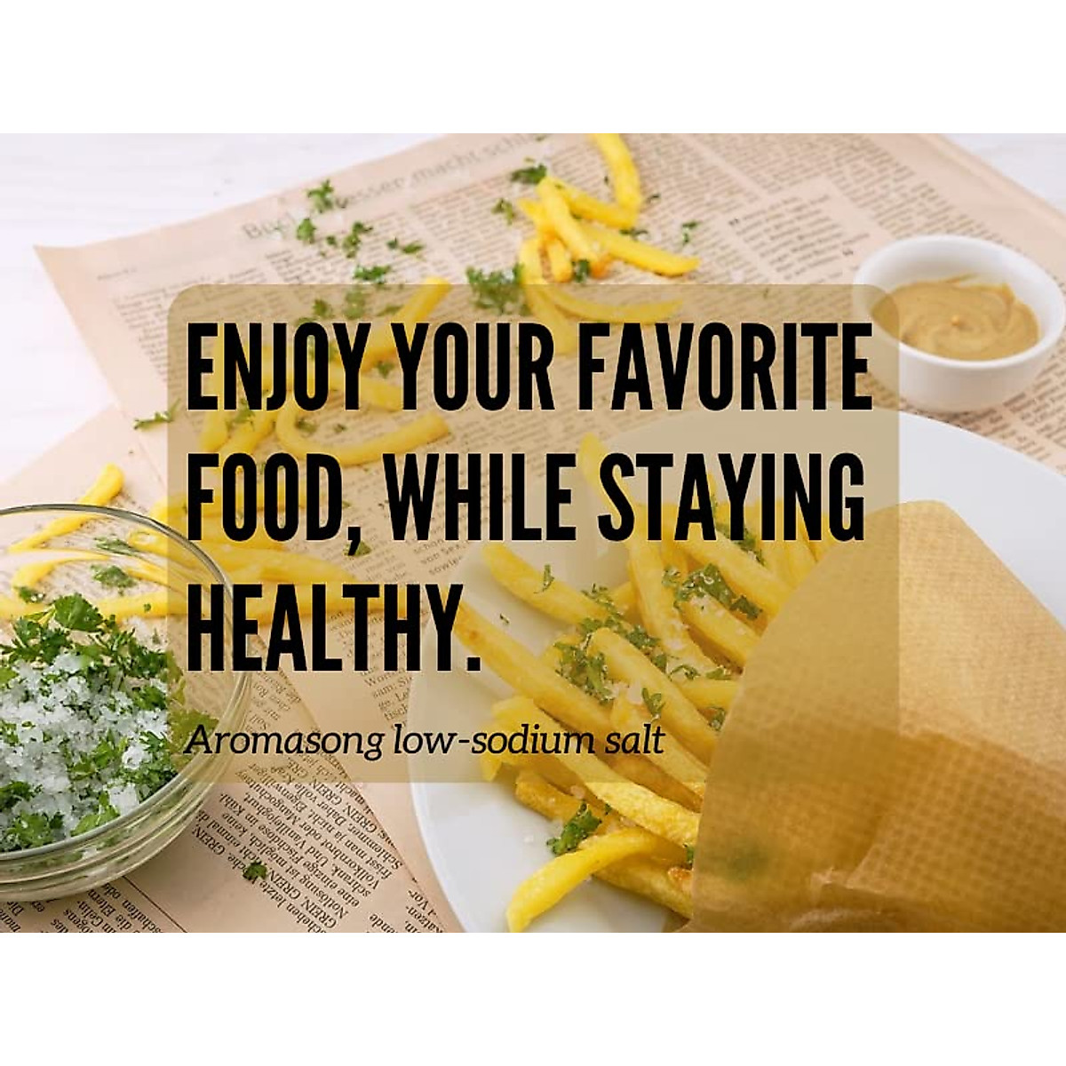 Aromasong Low Sodium Sea Salt 100% Natural Fine Grain Dead Sea Potassium Chloride with Dead Sea Salt, 39 oz (1106 g)