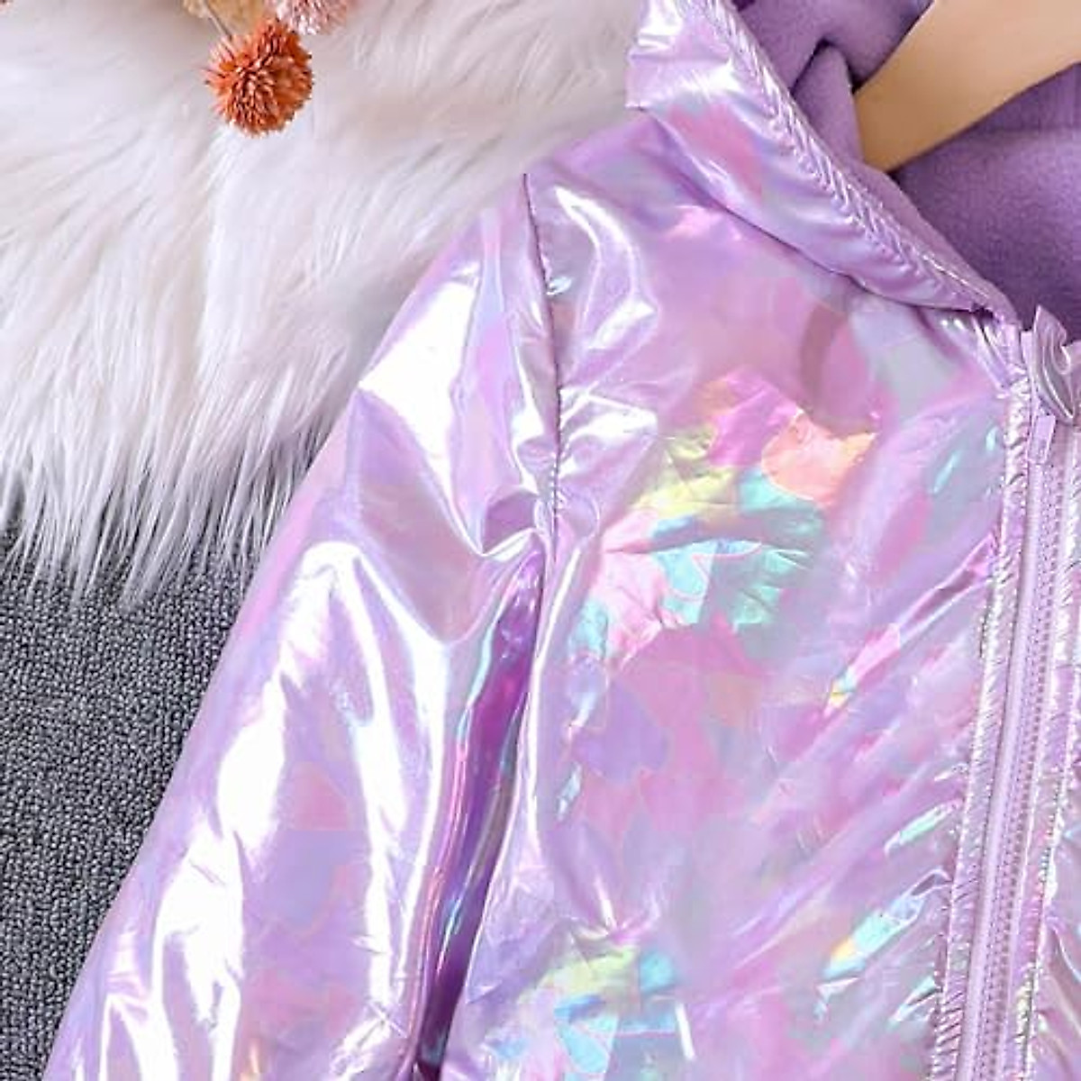 Girls Little Long Quilted Padded Light Puffer Coat Winter Coat with Soft Mini Fur Lining Newborn Winter Soft Warm Jacket