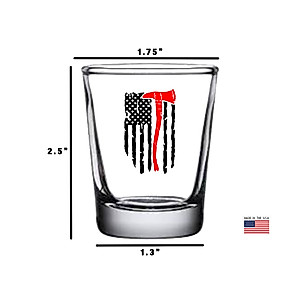 Rogue River Tactical Tattered Wavy Distressed Thin Red Line Flag Ax Axe Shot Glass Gift For Fire Fighter Firefighter FD Fire Department