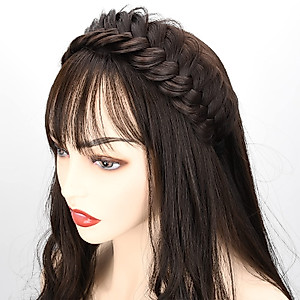 DIGUAN Wide Messy Braided Headband With Teeth Synthetic Hair Plaited Headband High Elasticity Braids Fishtail Braided Hair Band Hairpiece for Girls Women (Sandy Blonde)