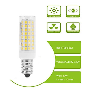 Lxcom Lighting 10W E12 LED Corn Light Bulb(4 Pack)- 2835 SMD 102LEDs E12 Dimmable 100 Watt Equivalent 1000LM Daylight White 6000K Chandelier Bulbs Decorative E12 Base for Home Lighting, AC110-120V