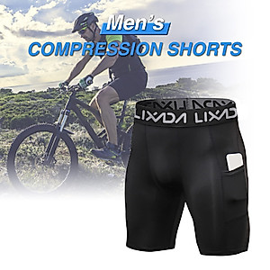 LIXADA Men's Compression Shorts Pants 3Packs, Performance Sports Baselayer Cool Dry Tights Active Workout Underwear