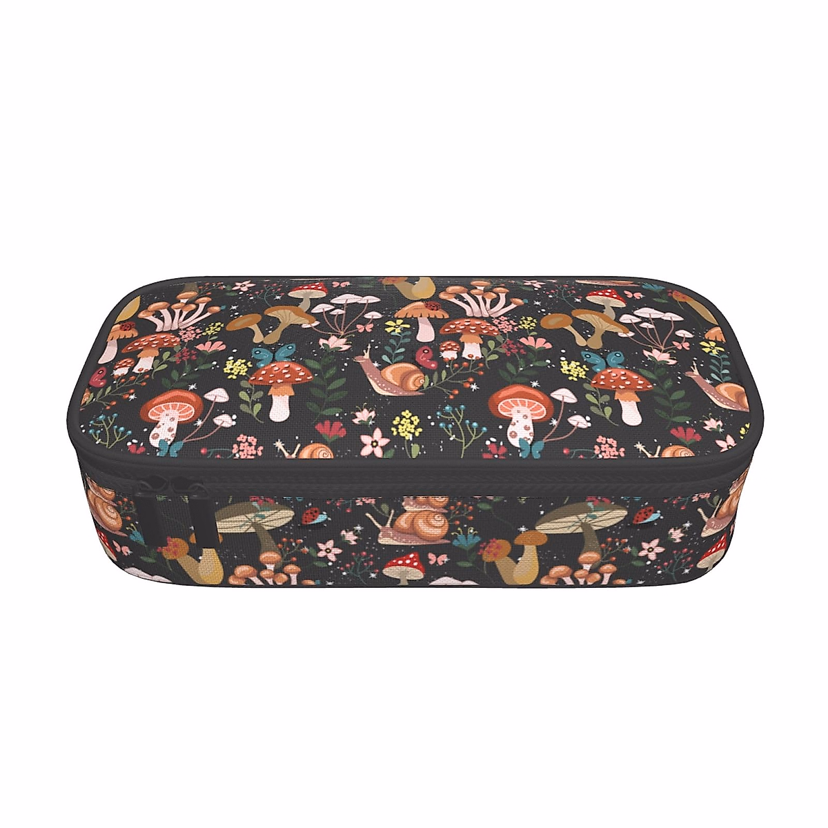 Aoojanu Mushrooms Snails Butterflies Large Pencil Case With Zipper Compartments Stationery Pencil Bag For Kids Teens Students School Supplies