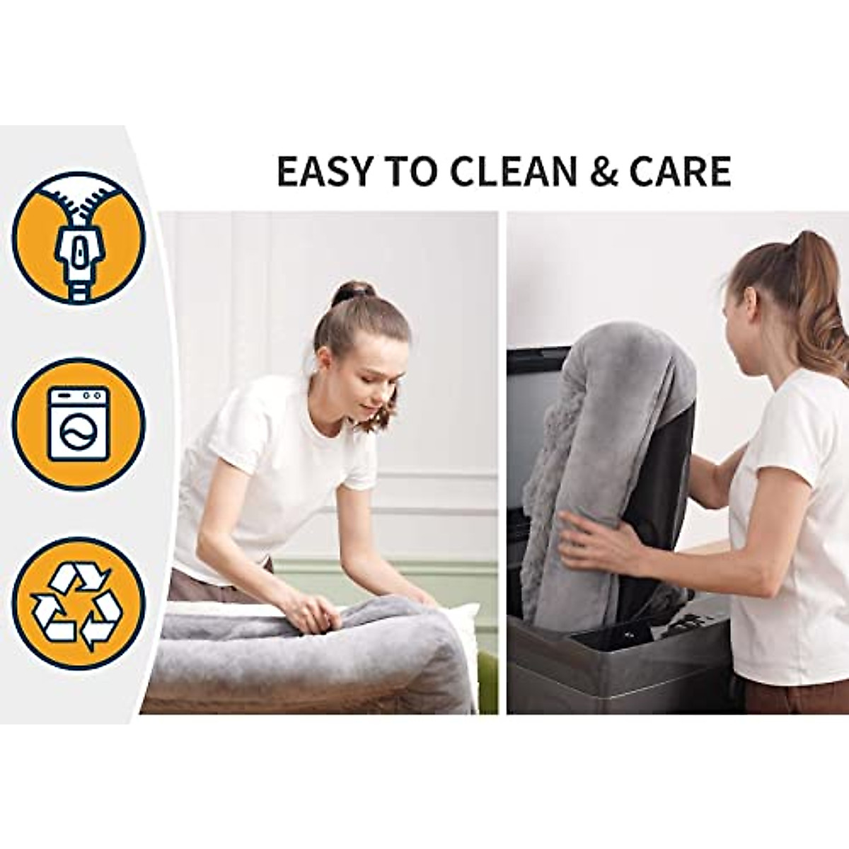 Lazy Lush Bolster Dog Bed for Extra Large Dogs, Memory Foam Orthopedic L-Shape Dog beds with Removable Washable Cover, Cozy Plush Dog Sofa, pet Bed with Waterproof Lining and Nonskid Bottom