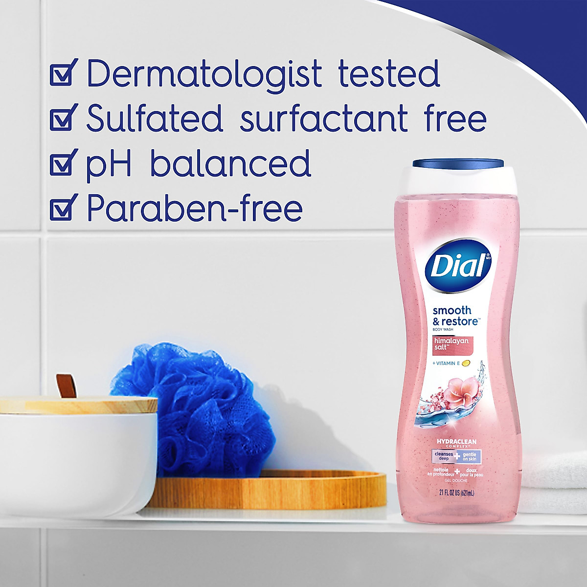 Dial Smooth & Restore Body Wash, Himalayan Salt, 21 fl oz (Pack of 4)