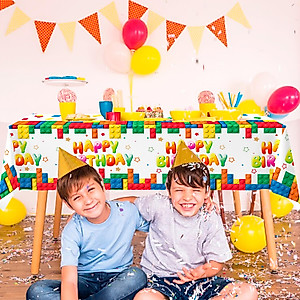 Building Block Party Tablecloths, 3pcs Building Block Party Decorations Tablecloths set - Building Blocks Tablecloth, Building Block Party Table Cover for Building Block Birthday Party Supplies