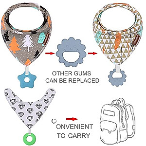 vuminbox Baby Bandana Drool Bibs and Teething Toys Made with 100% Organic Cotton, Absorbent and Soft (10-Pack Unisex)