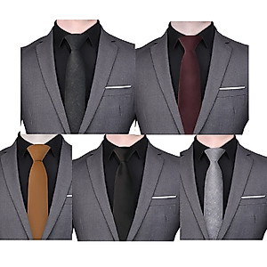 HOULIFE Ties for Men, Solid Mens Tie, Cotton Stripe Skinny Ties for Men, Slim Men’s Neckties for Wedding Party