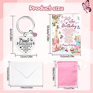 DPKOW Sister Birthday Card Sister Birthday Cards for Sister Card Birthday Gifts for Sister Keyring Engraved Sister Gifts Happy Birthday Sister Card Birthday Gifts for Sister Birthday Gift