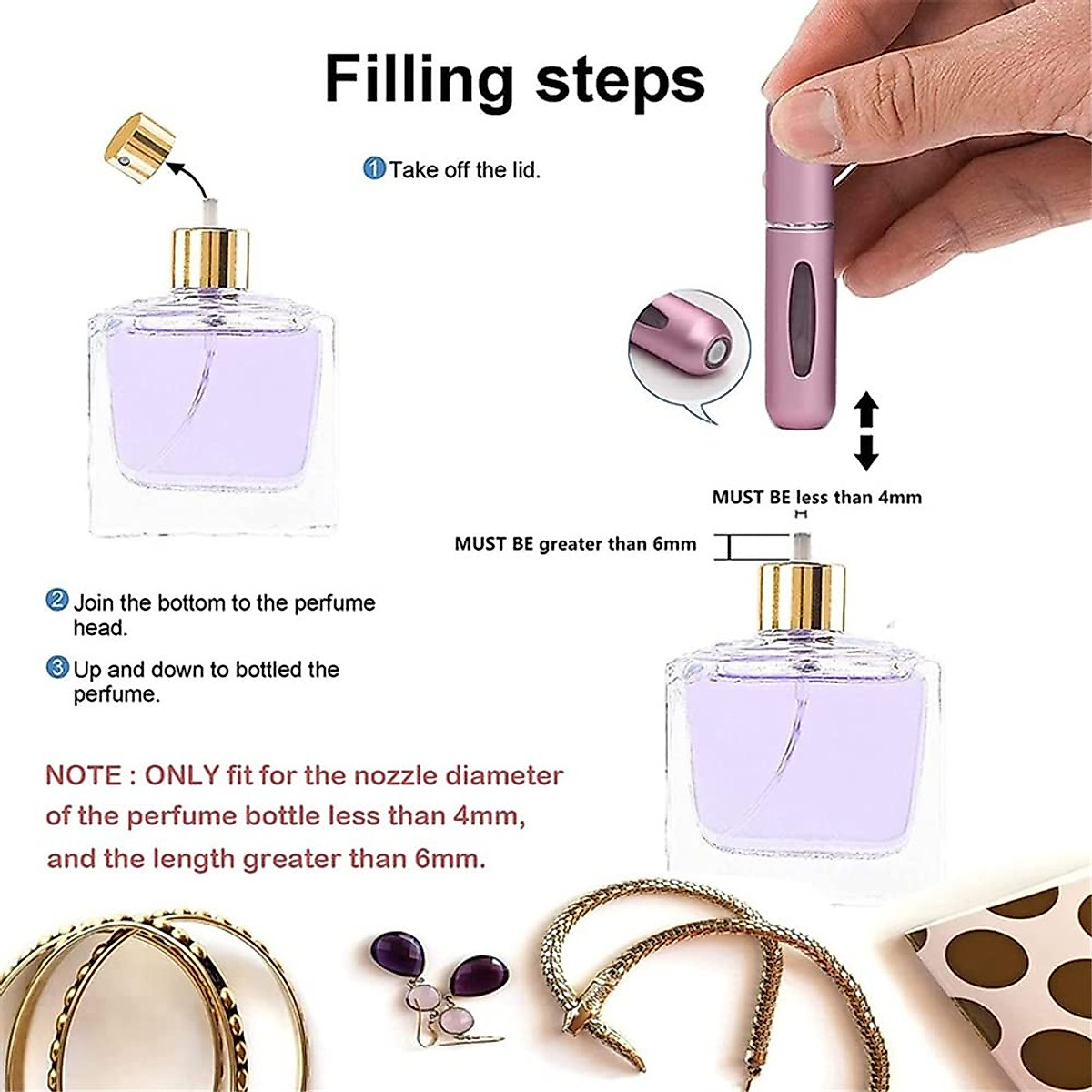 InfantLY Bright 5ml Perfume Atomizer Portable Liquid Container for Cosmetics Mini Aluminum Spray Empty Bottle Refillable for Traveling