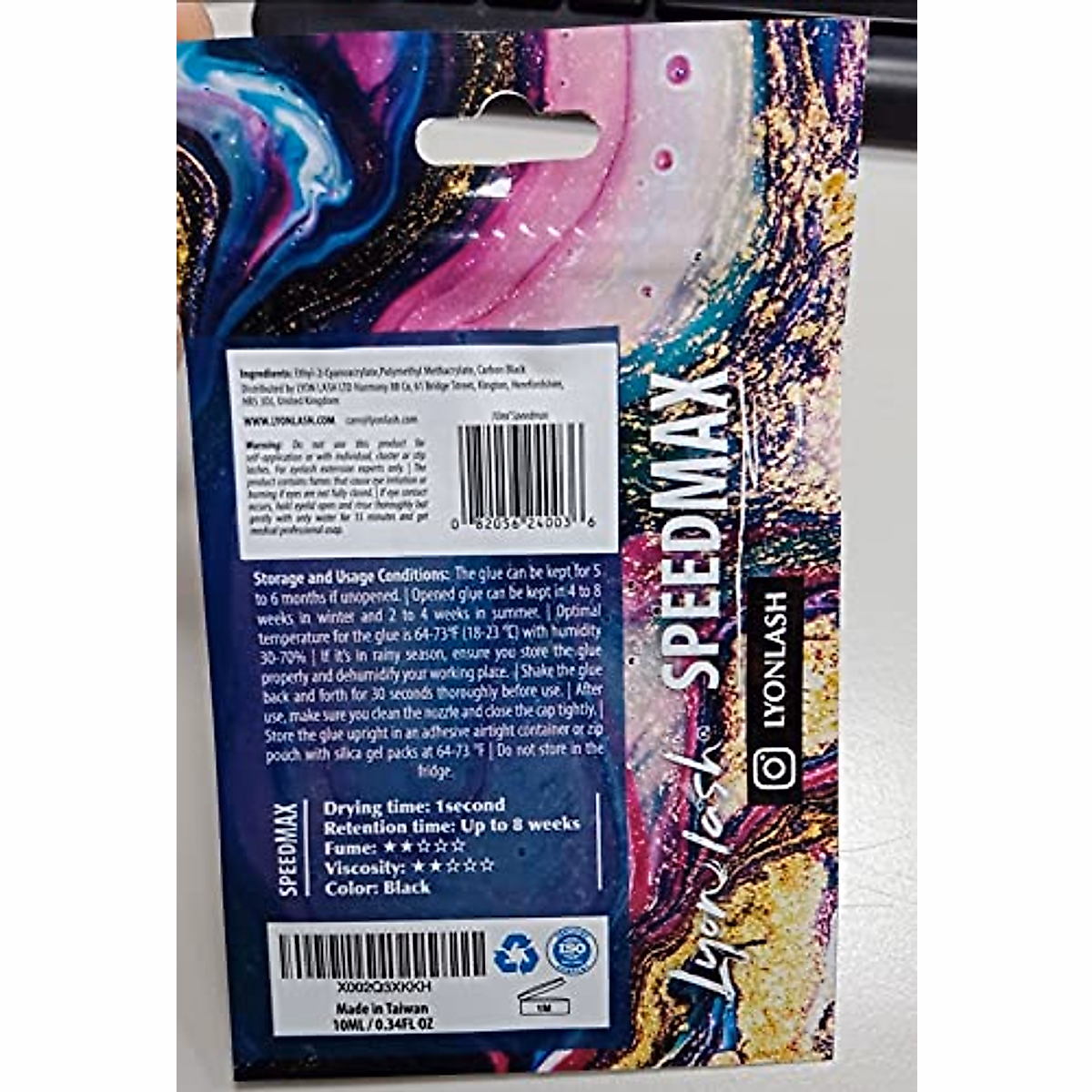 Lyon Lash SPEEDMAX Eyelash Extension Glue | 0.3-1.3 Sec Dry Time | Up to 8 Weeks Retention | Black Adhesive Supplies for Professional Use | (10ml/0.34 fl. Oz)