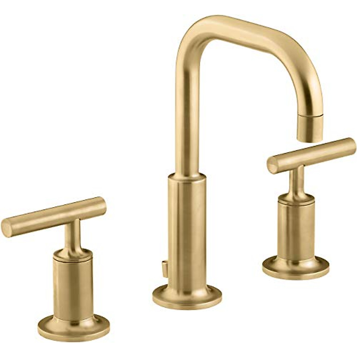 KOHLER K-14406-4-2MB Purist Bathroom Sink Faucet, Widespread Low Lever Handles and Low Gooseneck Spout, Vibrant Brush Moderne Brass