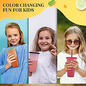 Reznap - Color Changing Cups - 5x Cups & Straws - 24 oz - BPA Free - Reusable Tumblers with Lids and Straws - Easy to Take Anywhere - Summer Party Cups - For Kids and Adults