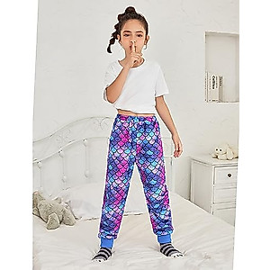 Little Girls Mermaid Pajamas Pj Pants Plush Fleece Warm Winter Sleepwear,4t 5t