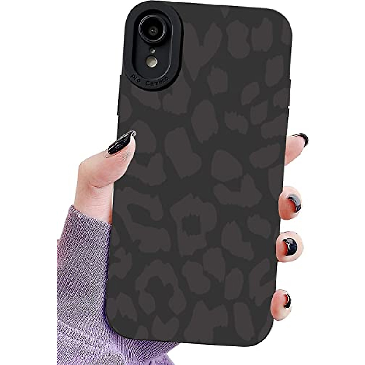 LUOWAN Black Leopard Designed for iPhone XR Case,Cute Matte Cheetah Print Pattern TPU Phone Case for Girls Women Men,Fashion Luxury Deisgn Protective Cover 6.1 Inch
