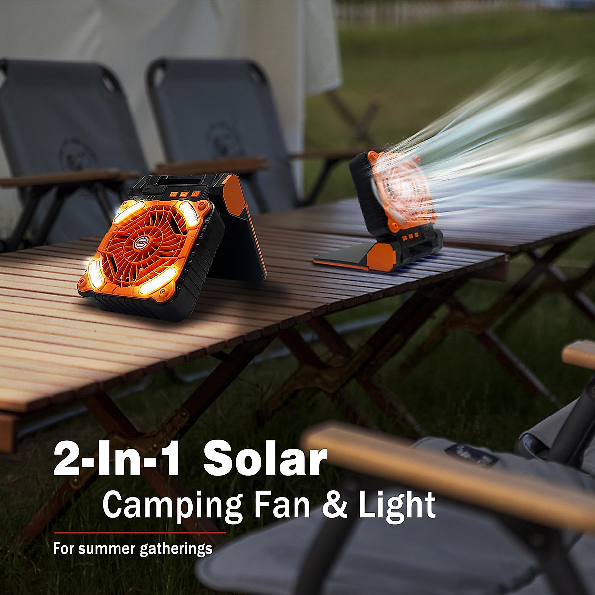 Civikyle Solar Camping Fan with LED Lantern USB Rechargeable Desk Personal Fan Portable Outdoor Light Camping Gear Accessories Essentials Supplies