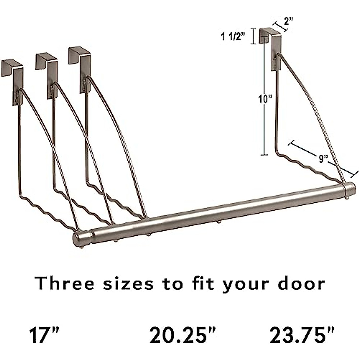 HOLDN’ STORAGE Over The Door Hanger - Door Rack Hangers for Clothes - Bathroom Over Door Hanger for Hanging Clothes & Towels - Over The Door Clothes Drying Rack, Gray