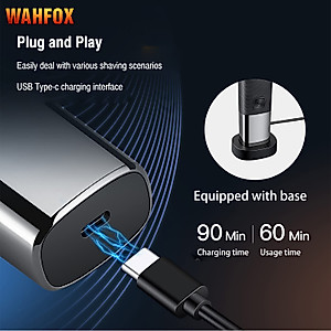 WAHFOX Electric Shaver Wet & Dry Shaver with Charging Stand, Pop-up Trimmer, with Shaving Cream, Rechargeable Shaver