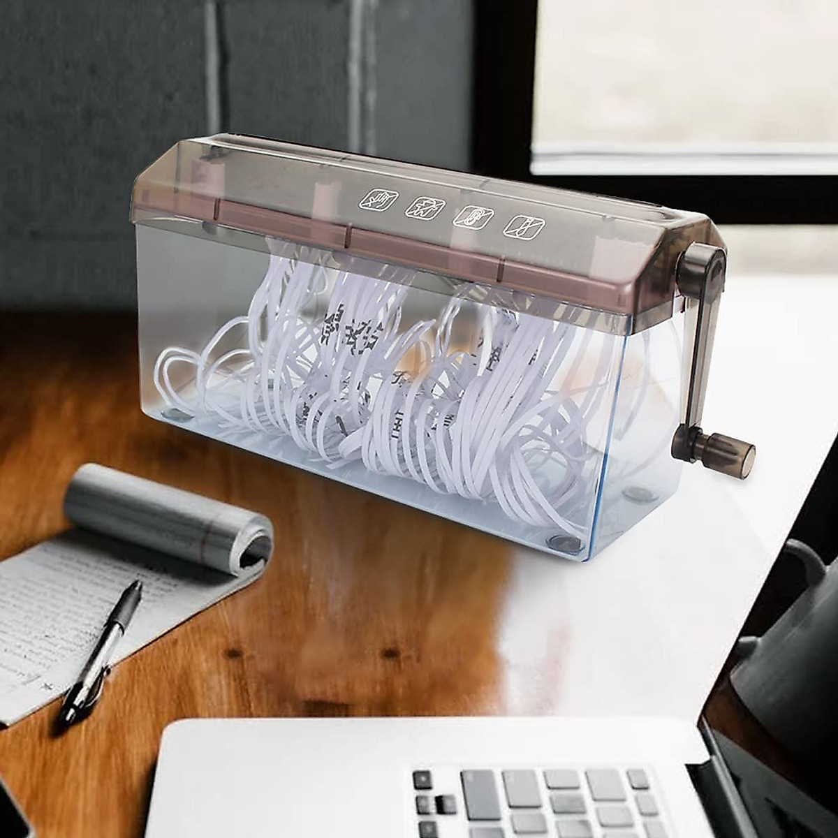 iayokocc Mini Hand Shredder,Portable Paper Shredder Manual Shredder,Home Office Desktop Stationery,Hand Paper Shredder for Paper, Notes, Bills, Portrait, Photos