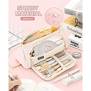 Large Capacity Pencil Case Pen Bag, Pencil Bag Stationery Storage Pencil Pouch, Handheld Makeup Pouch Holder, Pencil Pouch Organizer College School Office Supplies for kid Adult Christams Gift(Pink)