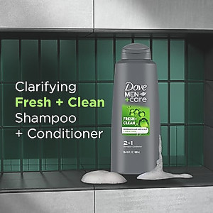 DOVE MEN + CARE Fortifying 2-in-1 Shampoo and Conditioner Fresh and Clean with Caffeine For Everyday Care Helps Strengthen and Nourish Hair 20.4 oz