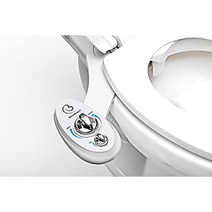 Boss Bidet Luxury White Blue - Bidet Attachment for Toilet Seat - Dual Nozzles, Self-Cleaning, Non-Electric Water Sprayer, Save Money On Toilet Paper and Reduce Waste