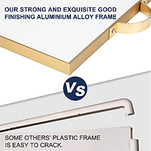 TSJ OFFICE Small Combination Board - 16" X 12" Portable Aluminum Gold Framed Magnetic Dry Erase Board for Wall, Small Bulletin Cork Board with Holder for Office, Home and School