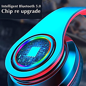 Head-Mounted Folding Wireles Bluetooth Headset - 7-Color Gradient Aperture Built in Mic Wireless Bluetooth 5.0 Headphone - Hi-Fi Stereo Wireless Stereo Headsets for Outdoor Sports