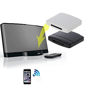 30 Pin Bluetooth Receiver Adapter for iPod iPhone iPad Speaker Dock Bluetooth A2DP Music Audio Receiver 30 Pin Compatible Bose iPod SoundDock (White)