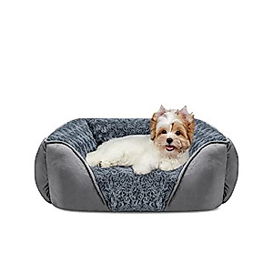 INVENHO Small Dog Bed for Large Medium Small Dogs, Rectangle Washable Dog Bed, Orthopedic Dog Bed, Soft Calming Sleeping Puppy Bed Durable Pet Cuddler with Anti-Slip Bottom S(20"x19"x6")