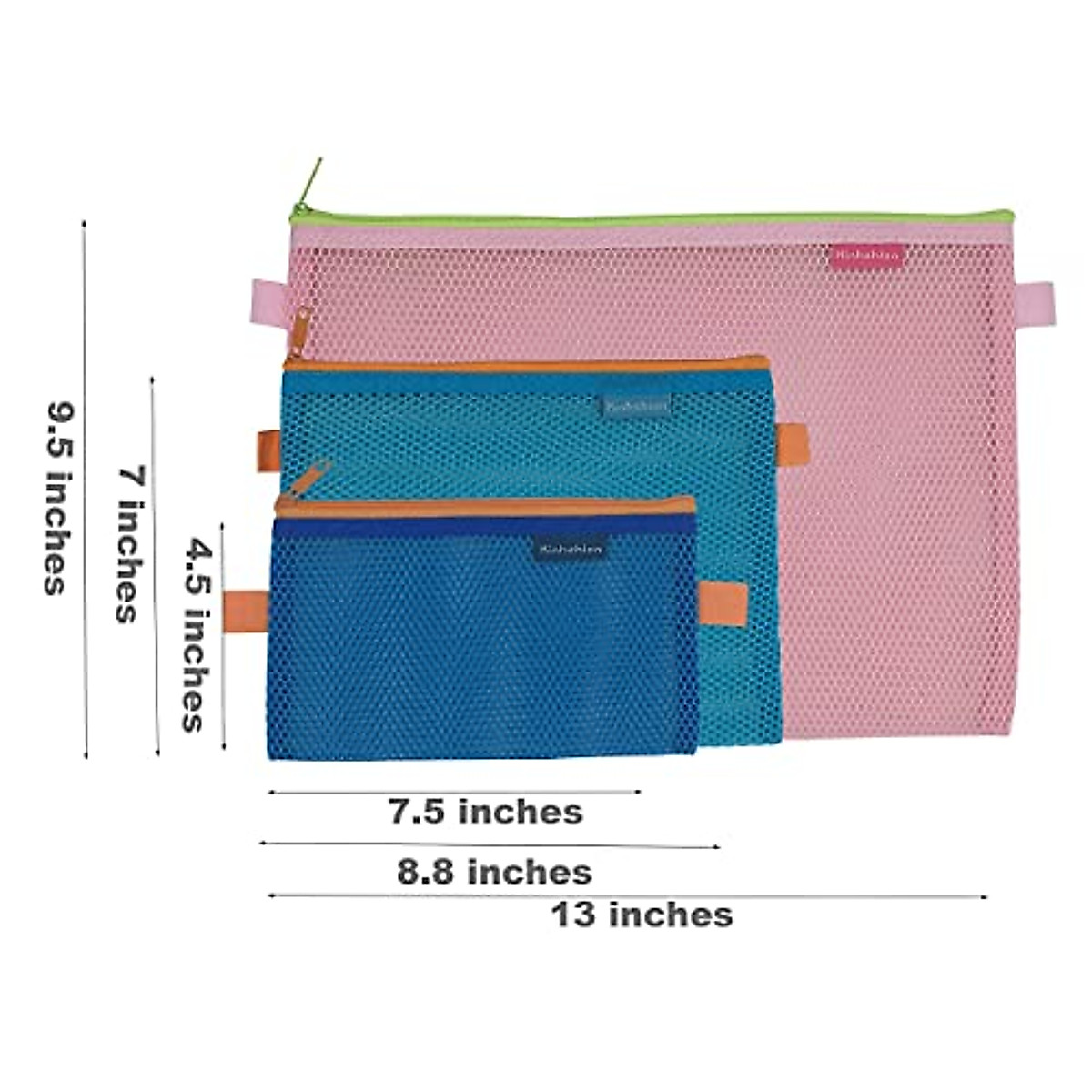 Mesh Zipper Pouch Cosmetic Bags Travel Storage Bags,6 PCS 3 Sizes, Zipper Bags Clear Zipper Pouch Small Organizer bag Zipper Folder Bag 2 Colours
