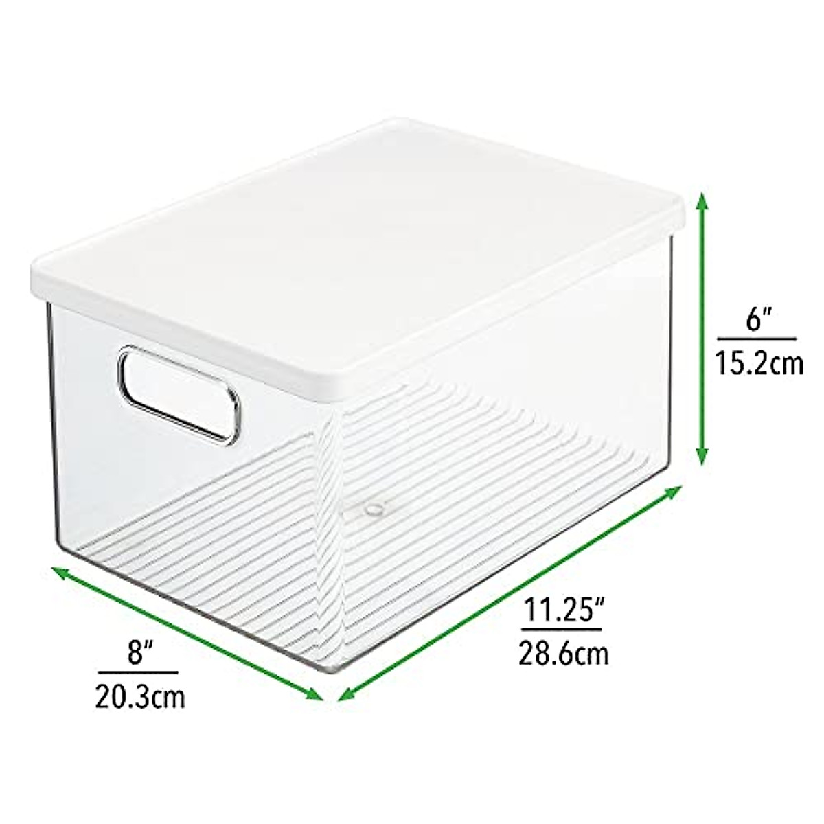 mDesign Plastic Pantry Storage Box Container with Lid and Built-In Handles - Organization for Flour, Cereal, Pasta, Rice, or Food in Kitchen Cupboard, Ligne Collection, Clear/White