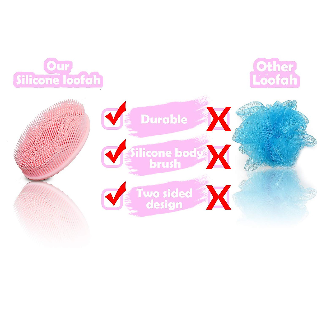 3 Set of Multifunctional Silicone Body Scrubber Loofah Soft and Skin-Friendly-,Easy to Clean,Scalp Massage ，Durable and Hygienic - Suitable for Various People and Pets (1 Count Pink)