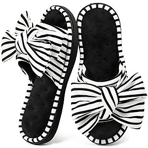 ULTRAIDEAS Women's Eurytides Slide Slippers Memory Foam House Shoes, Black, 5-6