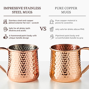 KITESSENSU Moscow Mule Mugs Set of 4 | 18 oz Hammered Copper Mugs Keep Cocktails Well-chilled | Copper Cups for Drinking Cocktails