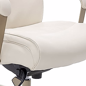 La-Z-Boy Melrose Executive Office, Adjustable High Back Ergonomic Computer Chair with Lumbar Support, Brass Finish, Ivory White Bonded Leather 30D x 25.25W x 40.25H Inch