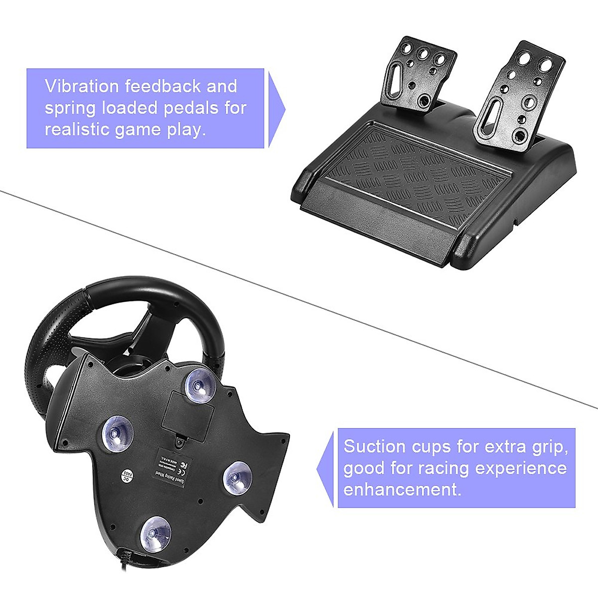 Sport Steering Racing Wheel,Gaming Vibration Racing Steering Wheel Pedals for XBOX 360/ PS2/ PS3/ PC USB Racing Wheel