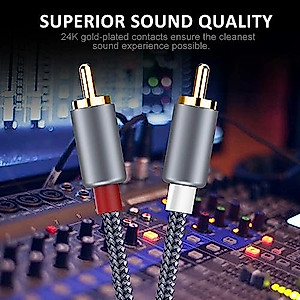 Goalfish RCA Cable, 0.5M/1.6FT RCA to RCA Male to Male Audio Stereo Subwoofer Cable [2Pack, Hi-Fi Sound] Nylon-Braided Auxiliary Audio Cord for Home Theater, HDTV, Amplifier, Hi-Fi Systems, Speakers