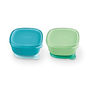 NUK Suction Bowl and Lid, Assorted Colors, 2 Pack, 6+ Months
