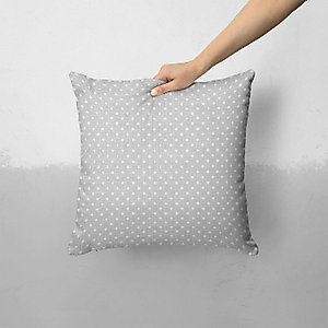 iiRov White Micro Polka Dots Over Gray Fabric - Custom Decorative Home Decor Indoor or Outdoor Throw Pillow Cover Plus Cushion Set for Sofa, Bed or Couch (Pillow CASE Cover Plus Cushion)