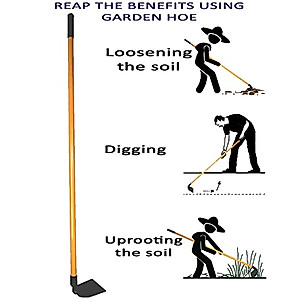 Ashman Garden Hoe (6 Pack)– Sturdy Hand Tiller – Heavy Duty Blade for Digging, Loosening Soil, and Weeding – Rubber Grip Handle for a Strong Hold – Rust Resistant Build.