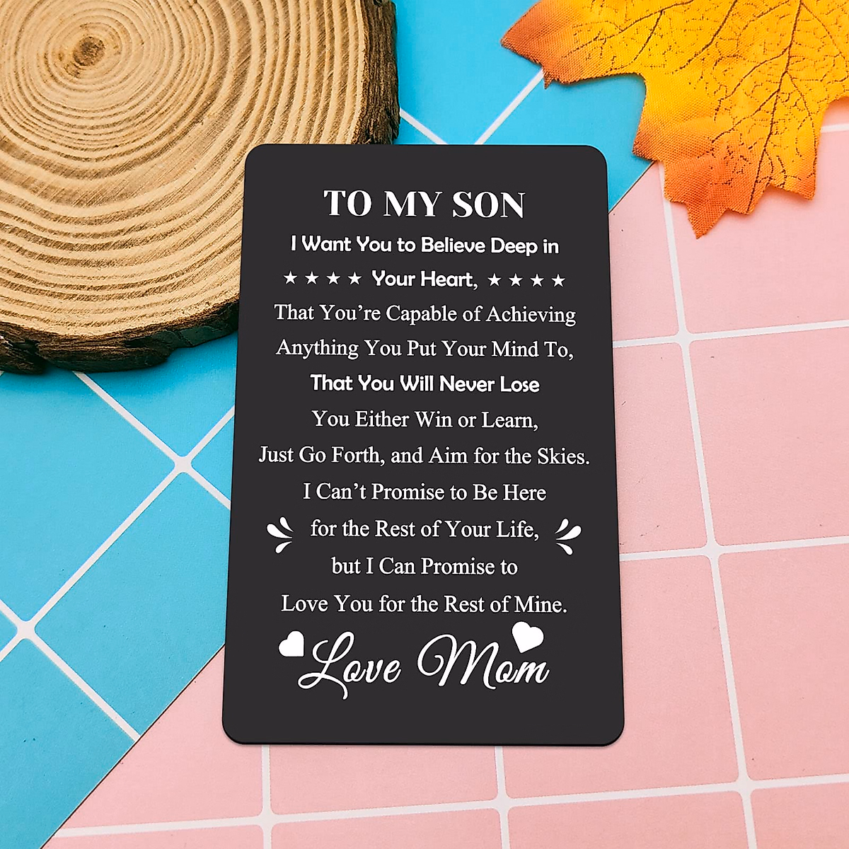 Wallet Insert Card for Son from Mom To My Son Inspirational Gifts Engraved Wallet Card Inserts Inspirational Card Birthday Graduation Wedding Gift Ideas Mom to Son Gifts Son Wallet Card from Mom