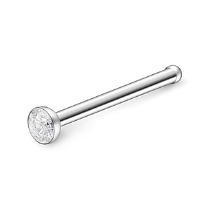 Ruifan 10PCS 18G 316L Surgical Steel 1.5mm Jeweled Clear Round Diamond Cubic Zirconia Crystal Nose Bone Studs Rings Piercing Jewelry